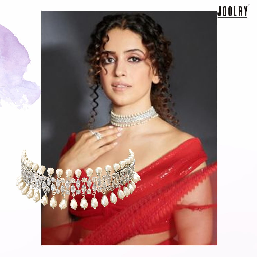 Sanya Malhotra in Classic Diamond And Pearl Choker – JoolryIndia