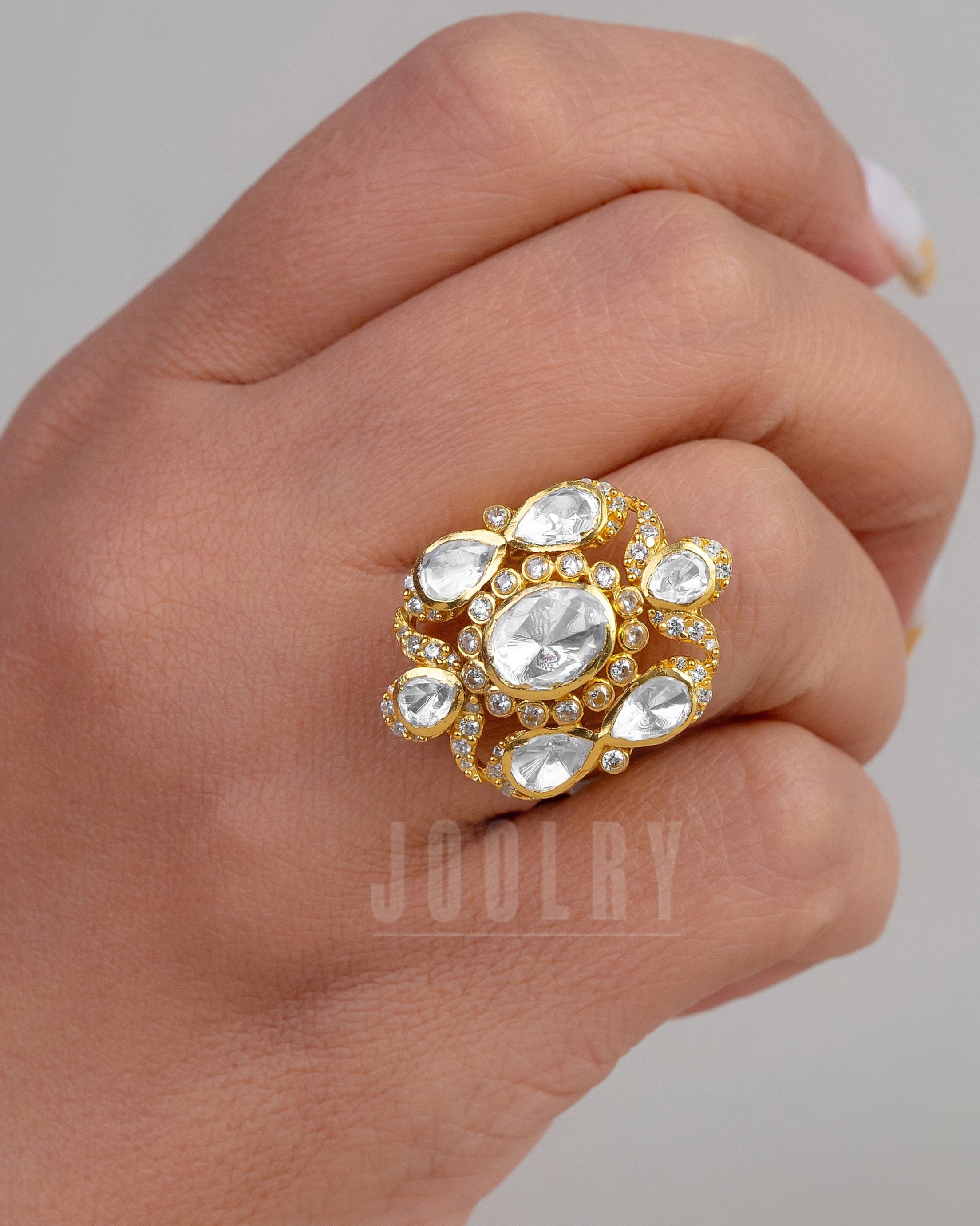 Tyani Moissanite Polki Ring – JoolryIndia